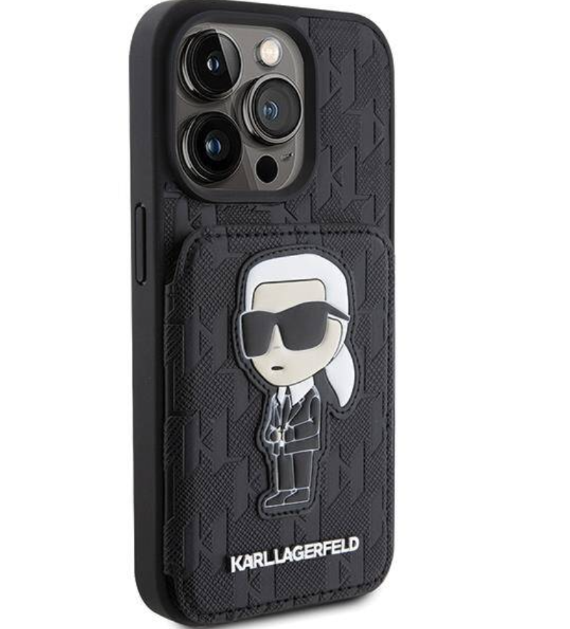 Lagerfeld iPhone 15 Pro Cardslot Stand PU Saffiano Monogram